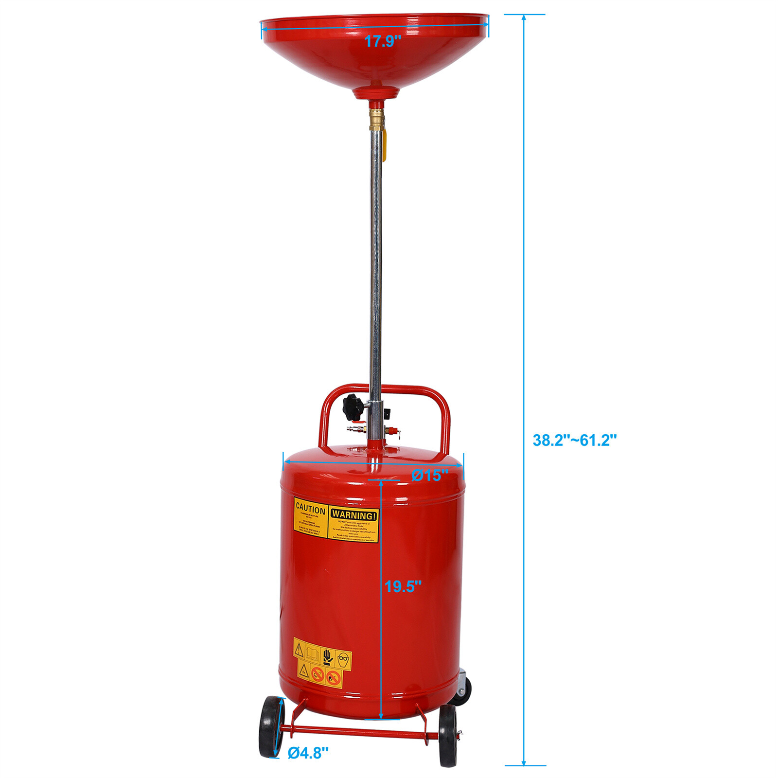 Waste Oil Drain Tank 18 Gal Portable Air Operated Drainer Oil Change ...