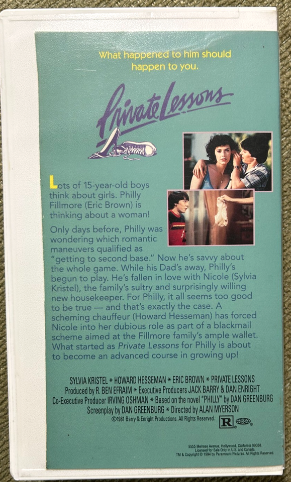 Private Lessons (VHS) Sylvia Kristel Howard Hesseman Eric Brown FREE ...