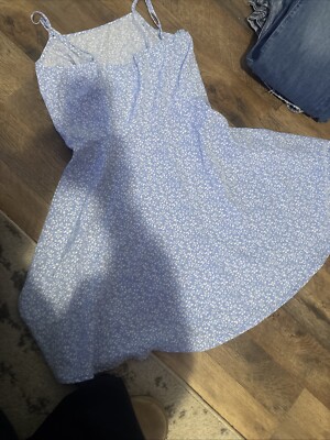 shein airy blue and white floral print dress | eBay