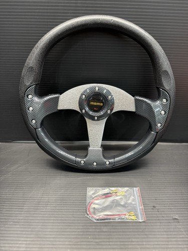 MOMO Sport 14" Carbon Fiber Steering Wheel Universal W/ Horn Golf Cart ...