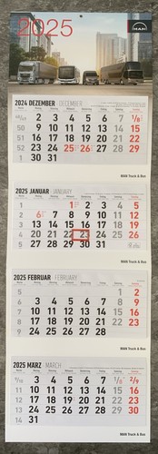 Vier - Monats - Kalender MAN 2025 bis Feb 2026 Wandkalender - Truck Bus ...