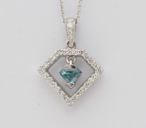 14k Gold Blue Round Shield Geometric Art-deco Pendant (0.37 Blue Vs) | eBay