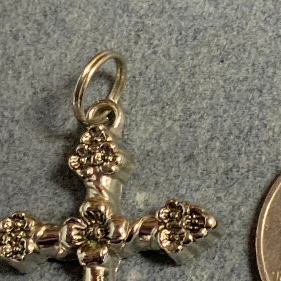 Flower Spiral Cross Pendant Silver Religious Catholic Christian Retro ...