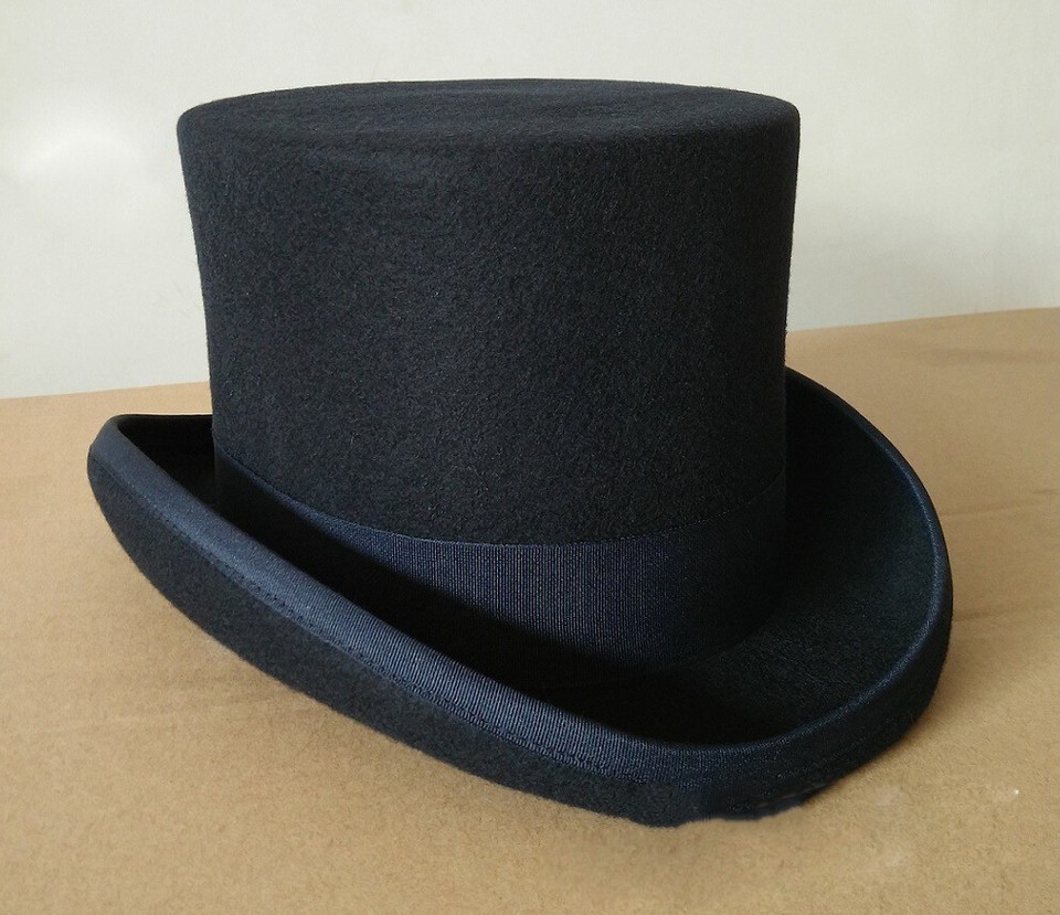Vintage Wool Victorian Mad Hatter Top Magic Hat Gentlemen Performing ...