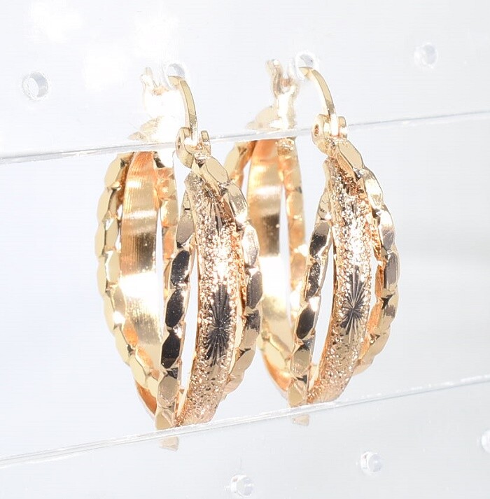 SALE 9ct Gold Filled Prom Ladies 20 - 36mm Pattern Hoop Earring Wedding ...