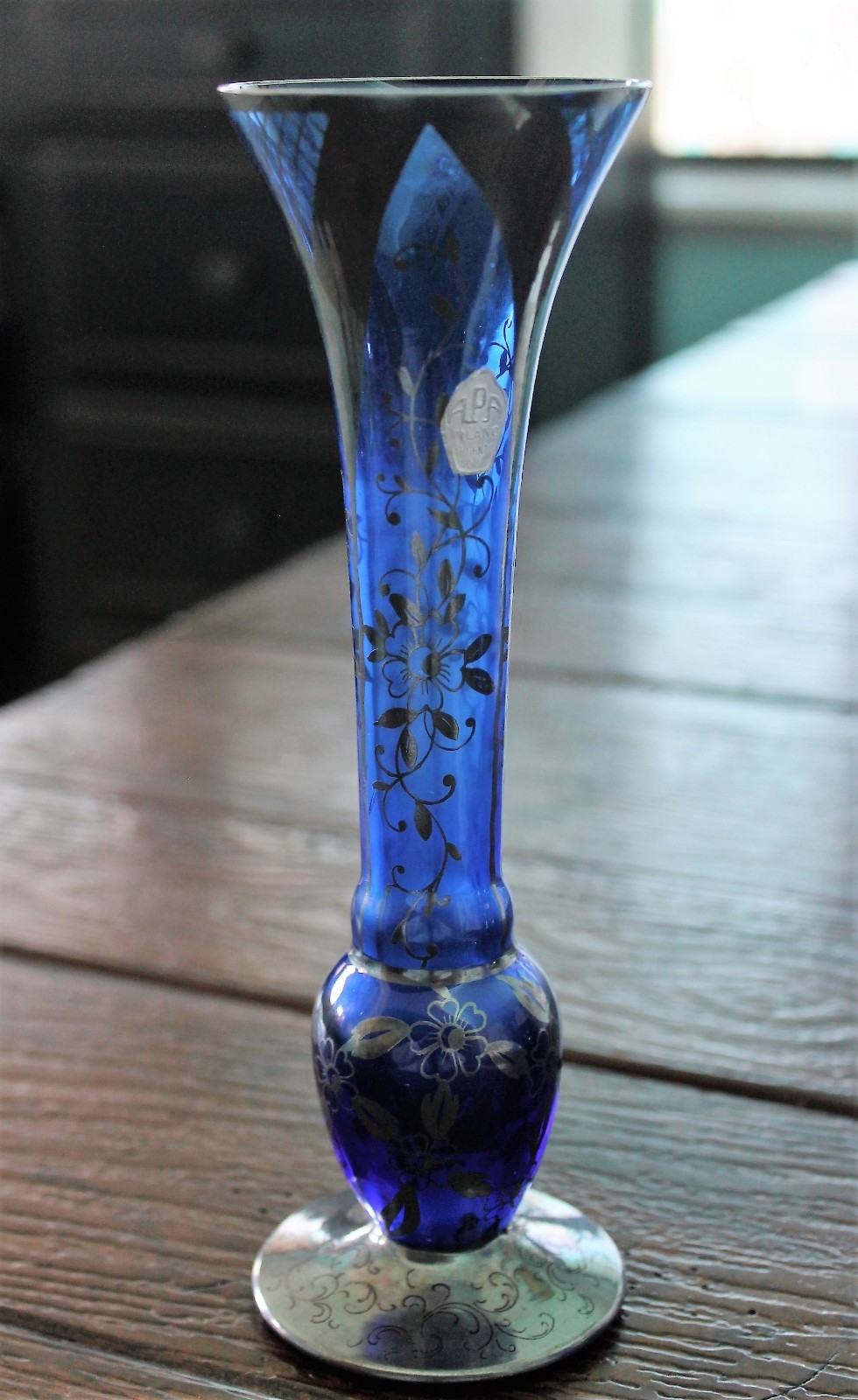 Vintage APA Milano Argento Cobalt Blue Venetian Art Glass Vase 925 Silver | eBay