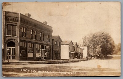 Postcard RPPC c1910s Epworth IA Main St. Looking West Post Office Horse ...