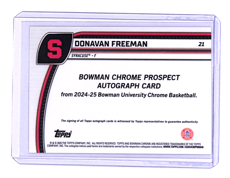 DONOVAN FREEMAN 2025 Bowman U Chrome #21 Red Auto /5 Inscribed | eBay