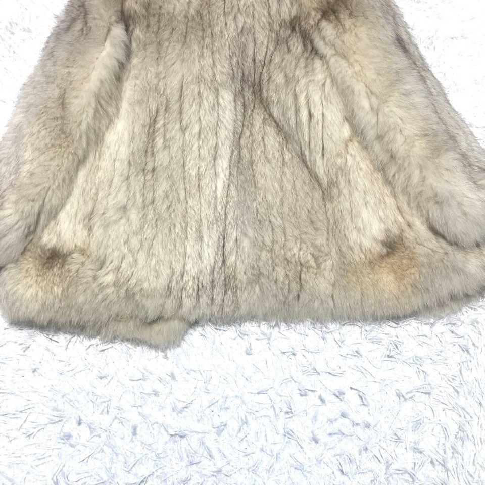EMBA Blue Fox Fur Coat L Real Fur Rare Color Volume | eBay