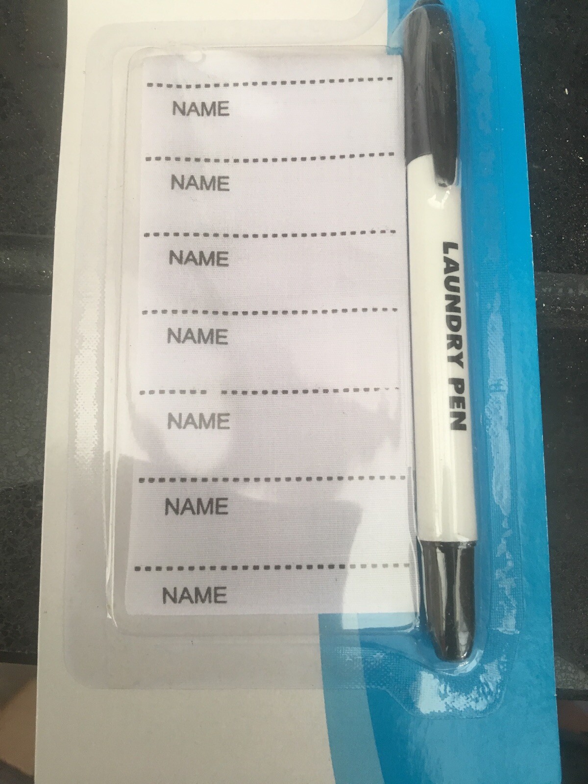 Name Tag Tape Kit Black Fabric Pen Iron Sew on Labels for Clothes ...