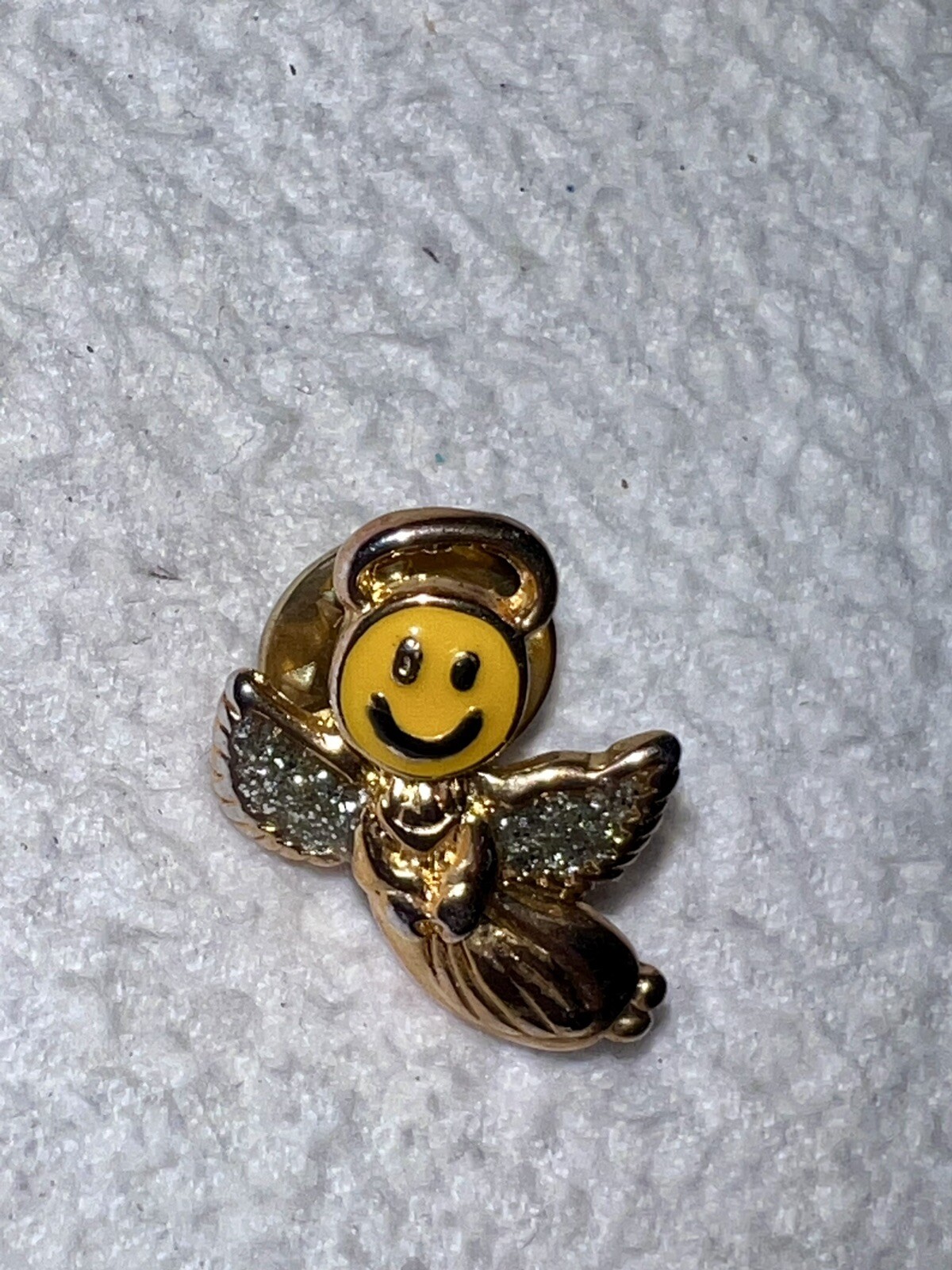 Guardian Angel w/ Yellow Smiley Face Emoji Gold Tone … - Gem
