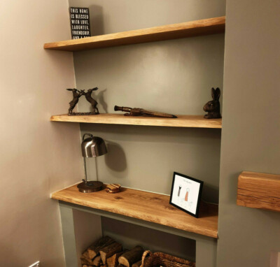 SOLID OAK SHELVES - ALL SIZES UP TO 2.4M, CHUNKY OAK SHELVING SQUARE ...