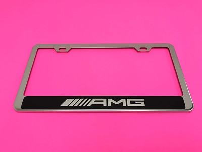 1xAMG Halo - STAINLESS STEEL Chrome Metal License Plate Frame w/Screw ...