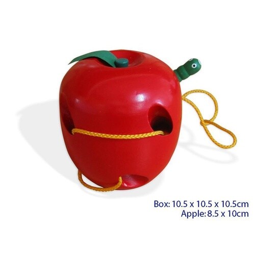 Children's Kids LACING APPLE THREADING Educational WOODEN Learning Toy ...