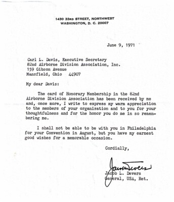 General Jacob Devers , WW2 Sixth Army Group Commander, autographed ...