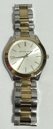 MICHAEL KORS Runway Gold Silver Dial Two Tone Stainless Steel Wrist ...