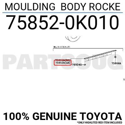 758520K010 Genuine Toyota Moulding Body Rocke 75852-0k010 for sale ...