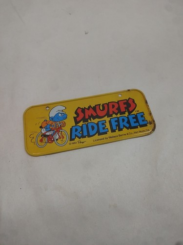 Smurf Ride Free 1983 Metal Bike Bicycle License Plate A19 | eBay