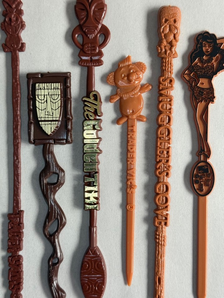 Tiki Bar Swizzle Sticks Pack Brown Hues Trader Sam's Tiki Ti Trader Vic ...
