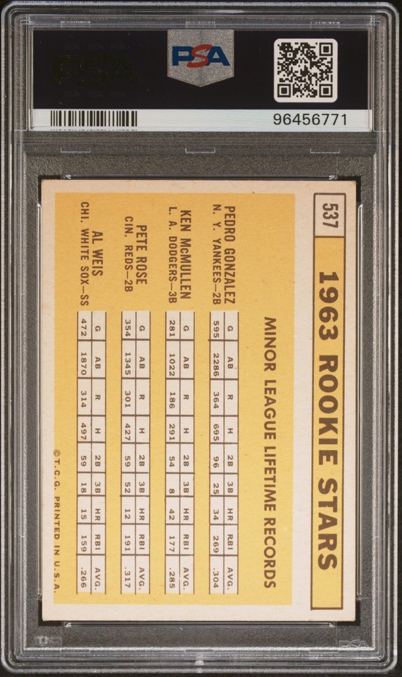 1963 TOPPS ROOKIE STARS #537 PETE ROSE ROOKIE RC PSA AUTHENTIC ALTERED ...