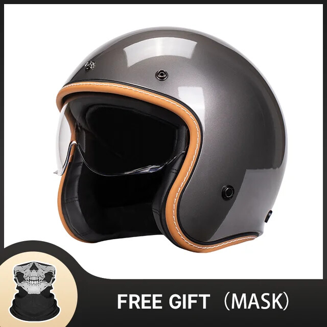 Retro DOT Certification 3/4 Open Motorcycle Helmet Moto Open Face ...