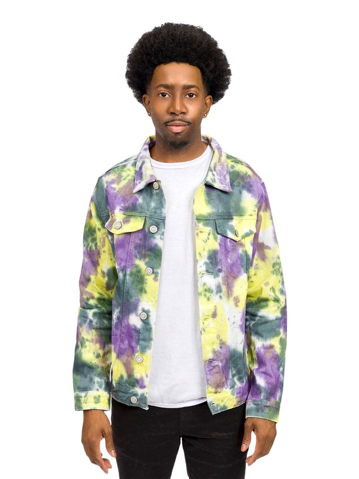 Victorious Men's Tie Dye Long Sleeve Denim Jean Jacket DK206EY | eBay