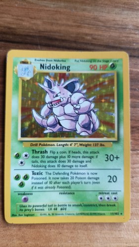 Pokémon Nidoking 11/102 Base Set Rare Holo Unlimited HP WOTC TCG Card ...