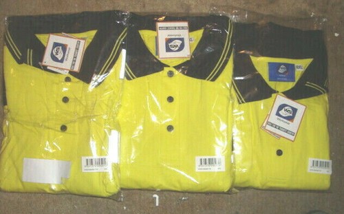 Worksense HI VIS POLO WORK SHIRT reflect tape size 4XL lot of 3. two ...