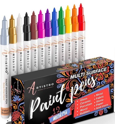Artistro 12 Paint Pens Water Based Multi Surface Markers Extra Fine | eBay