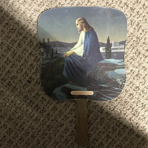 Hand Fan Christ On The Mount ff Olives Ben Franklin Store Savanah TN | eBay