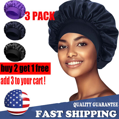 3 Pack Bonnet Silk Bonnet for Sleeping Satin Bonnet Hair Bonnets Cover ...