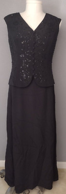 Talbots Pure Silk One Piece Elegant Maxi Floor Length Dress Beaded Top ...