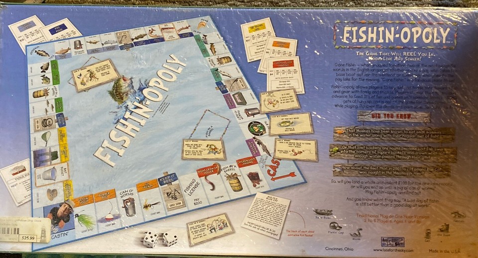 Fishin'-Opoly Fishing Monopoly Board Game NEW Late For The Sky | eBay