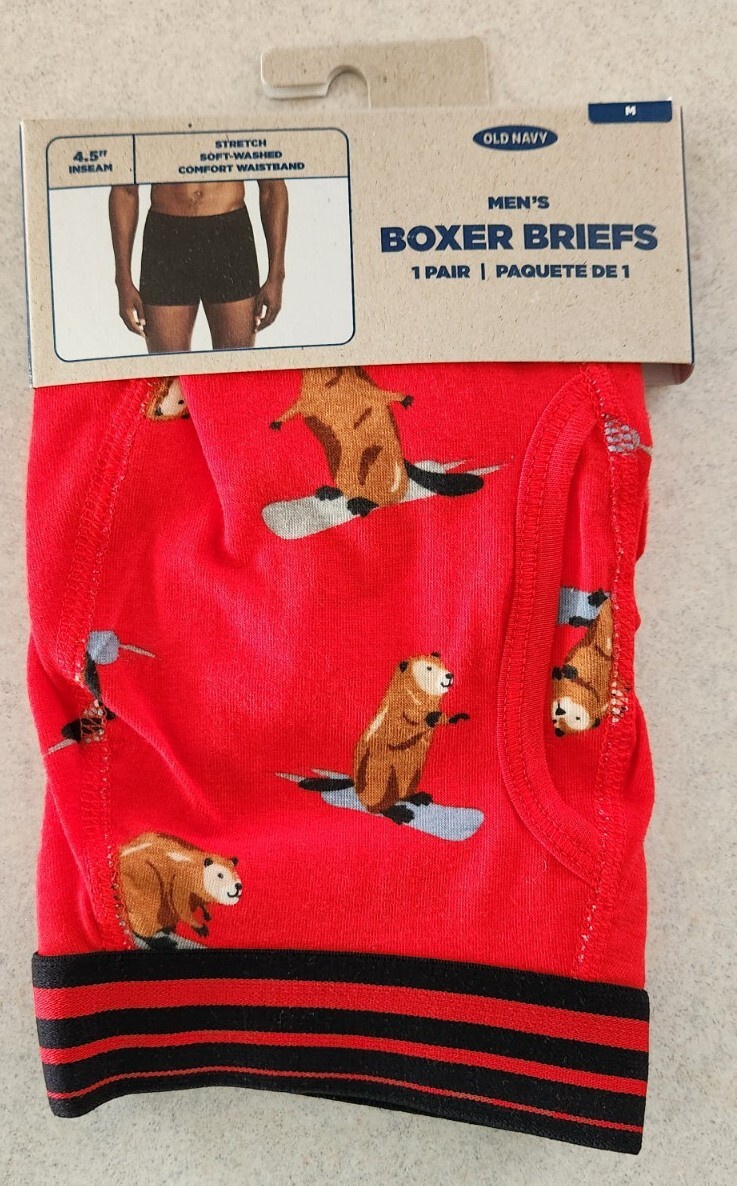 Old Navy Men's MEDIUM Boxer Briefs Snowboarding Beavers Red 4.5" Inseam ...