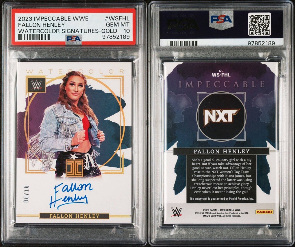 Fallon Henley Gold Auto PSA 10 (6/10) 2023 Panini Impeccable WWE ...