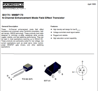 25 GENUINE FAIRCHILD MMBF170 SOT23 SMD N-CHANNEL ENHANCEMENT MODE FET ...