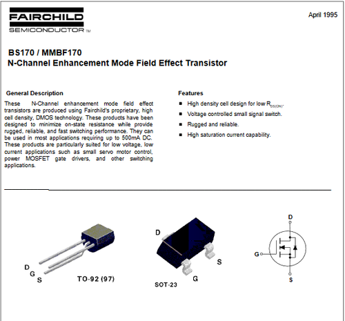 25 GENUINE FAIRCHILD MMBF170 SOT23 SMD N-CHANNEL ENHANCEMENT MODE FET ...