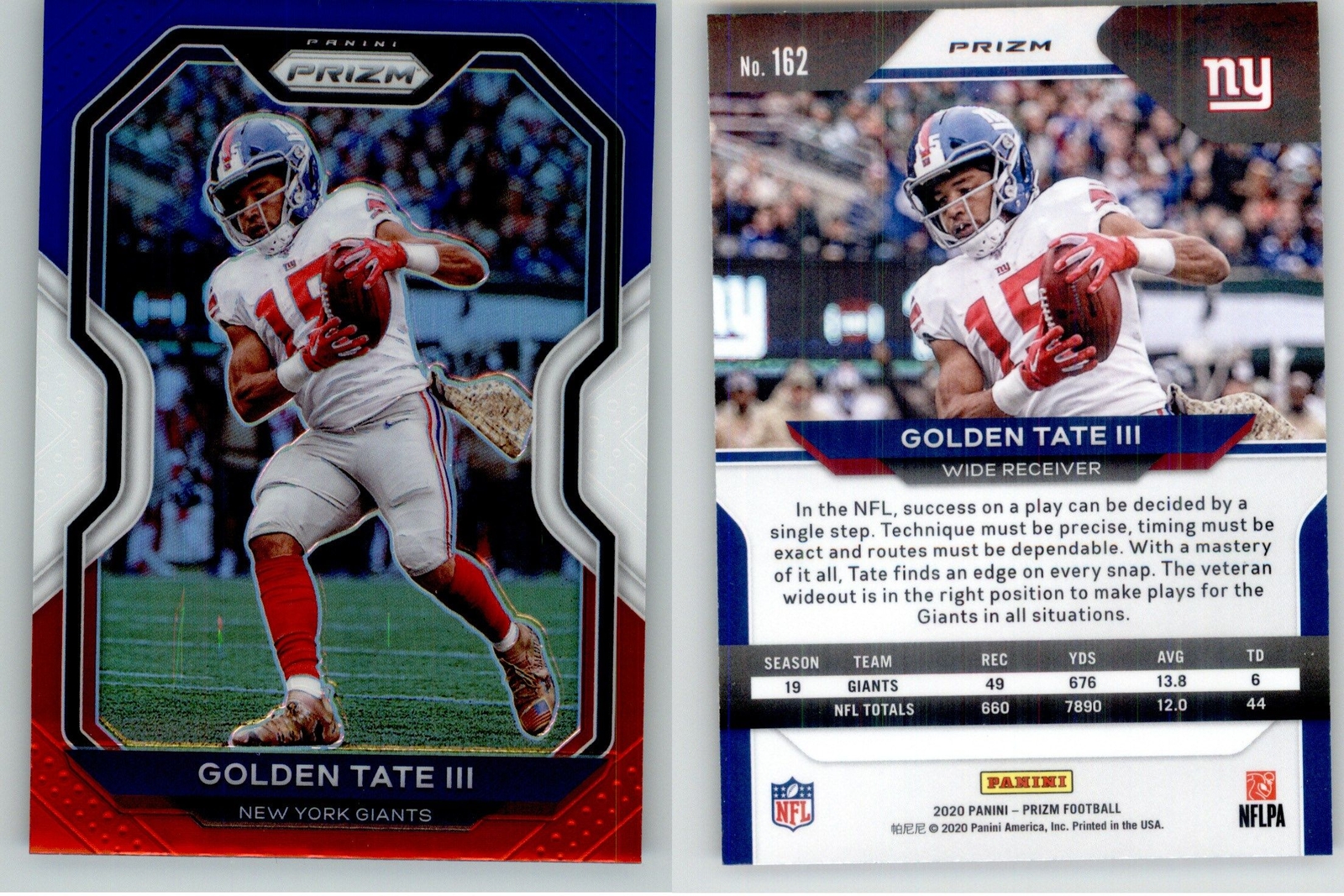 Golden Tate III 2020 Prizm Red White & Blue #162 New York Giants | eBay