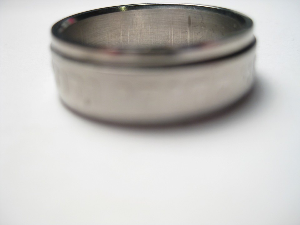 Men's Spinner Wedding Band/Ring, Arabic Letters, Steel, Sz. 11.75, 7 ...