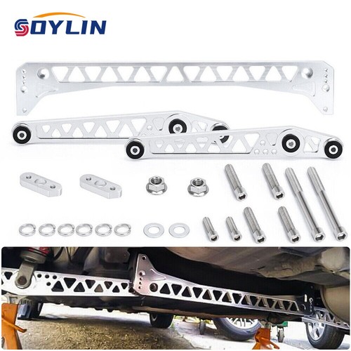 Silver Billet Rear Lower Control Arm + Subframe Brace for Honda Civic ...