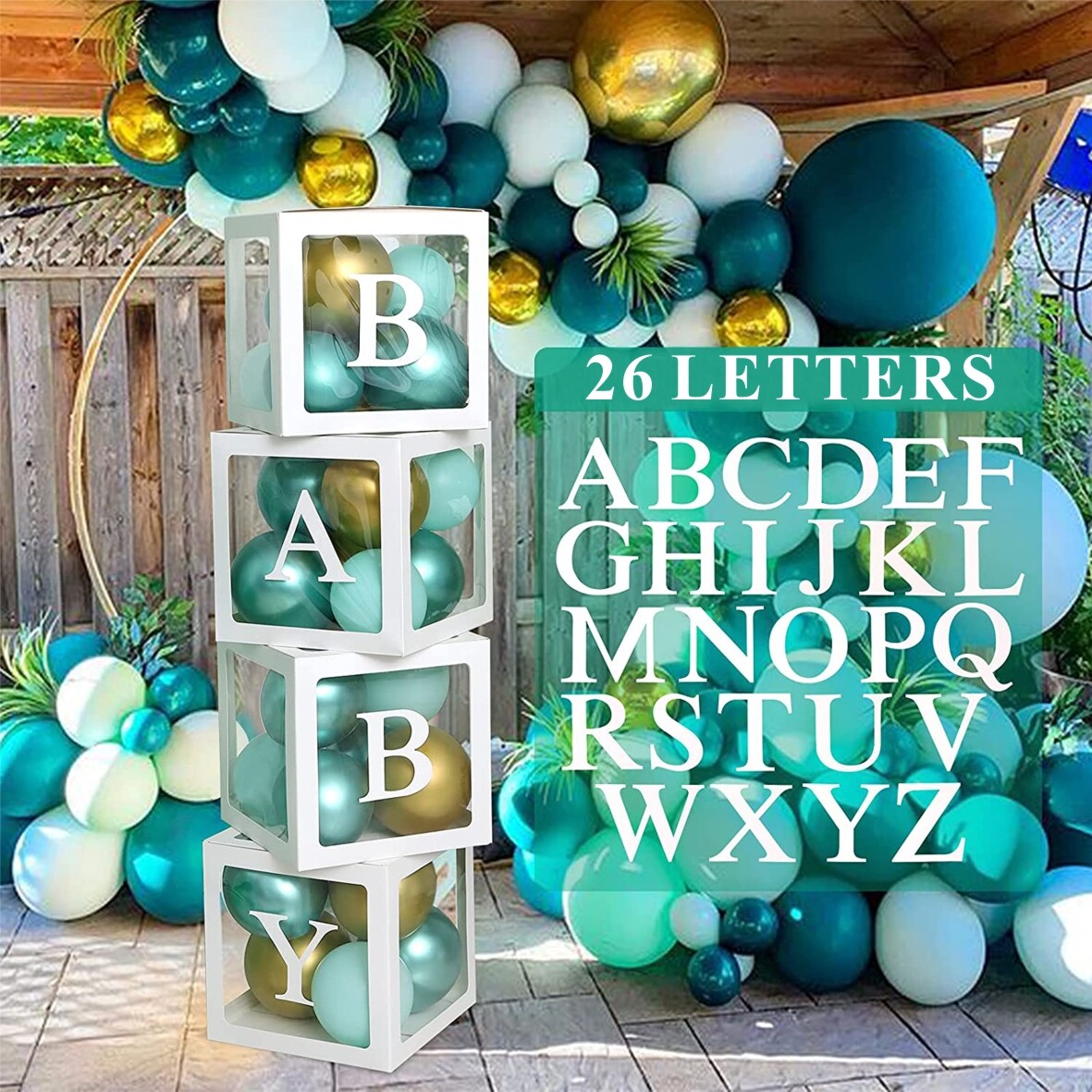 Green Cube Balloon 4 Pieces 24 Inch 4d Square Balloon Pack 55 88cm