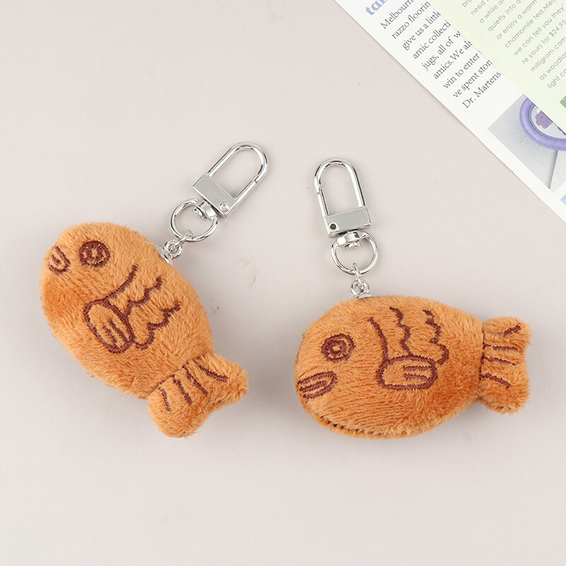 Cute Cartoon Taiyaki Keychain Kawaii Plush Fish Key Holder Bag Pendant ...
