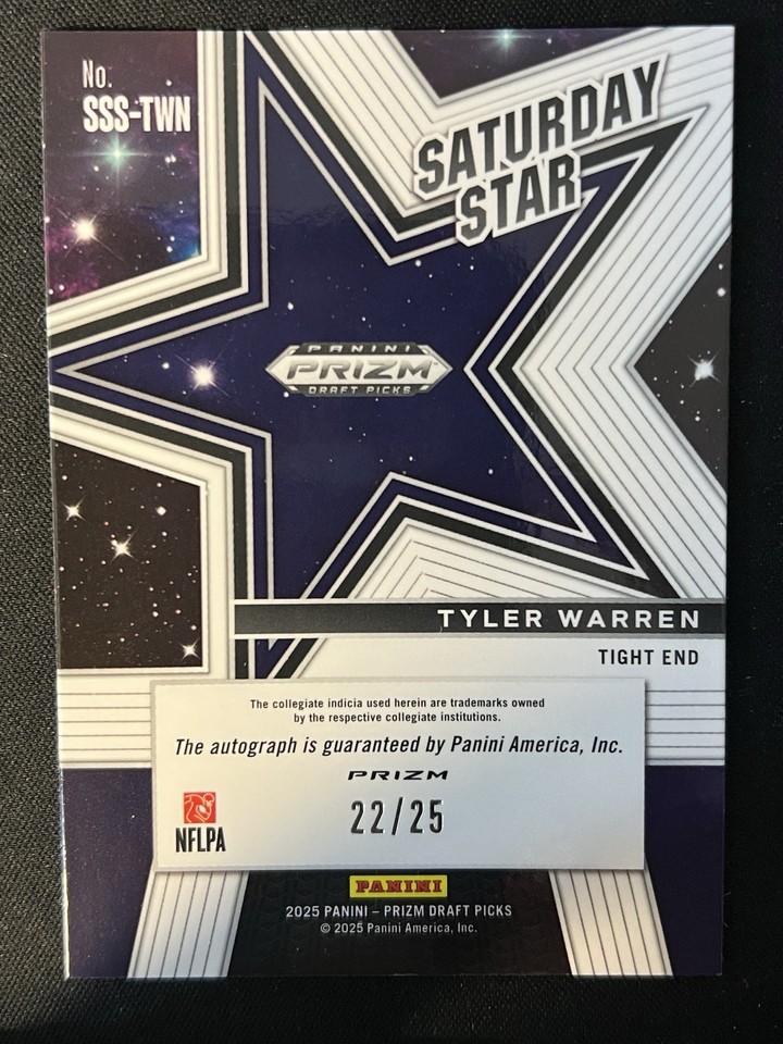 2025 Panini Prizm Draft Picks Tyler Warren Mojo Auto /25 #SSS-TWN | eBay