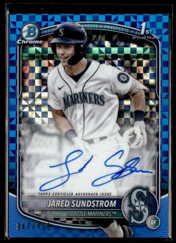 2025 Bowman Chrome Prospect Autographs Blue X-Fractor Jared Sundstrom ...