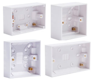 ELECTRIC WALL SOCKET TWIN GANG MOULDED SQUARE WHITE BOX NEWLEC 27MM ...