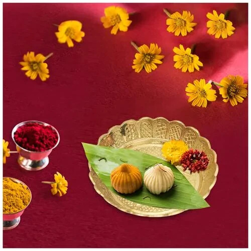 Pooja Thali God Shower Tarbhanu Brass Prasadam Vastu Nakshi Plate, 10 ...