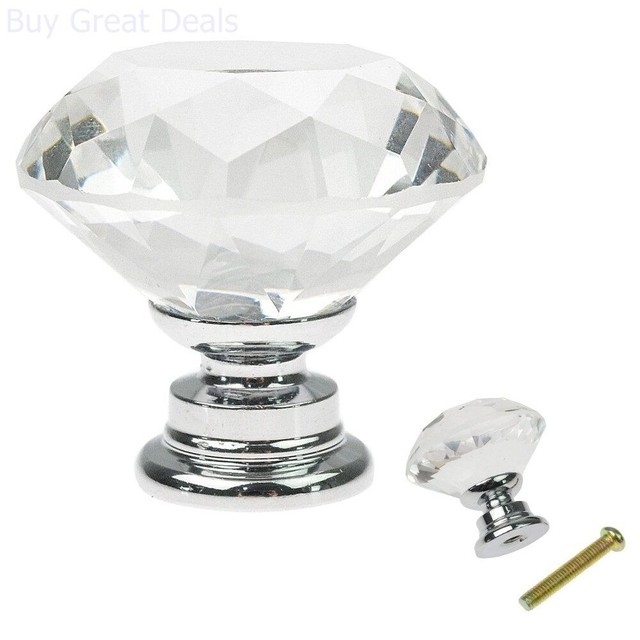 Dxhycc 10 Pcs Crystal Glass Cabinet Knobs 30mm Diamond Shape Drawer for ...