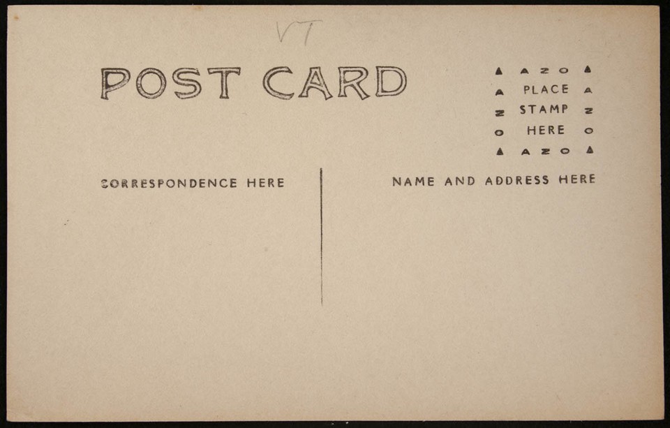 Factory Building Waterfall w/ Ads, Real Photo Postcard, AZO stamp box ...