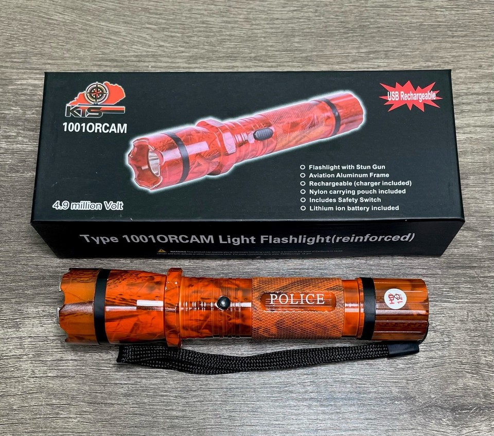 NEW! POLICE 1109 Style Rechargeable Stun Gun with LED Flashlight, Asst ...