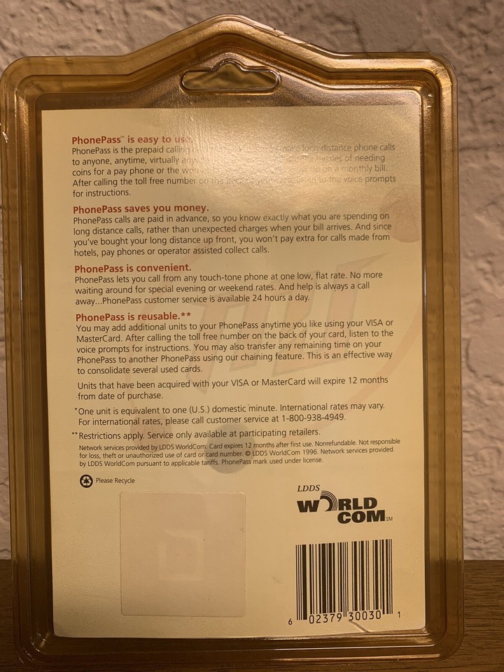 Rare MJ Michael Jordan World Com Phone Pass Calling Card 30 Min Factory ...